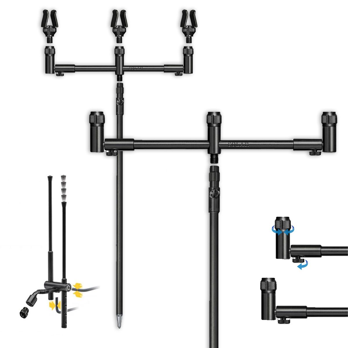 Solar Black Lite Full 3 Rod Adjustable Set Up with Snag Ears – Carp ...